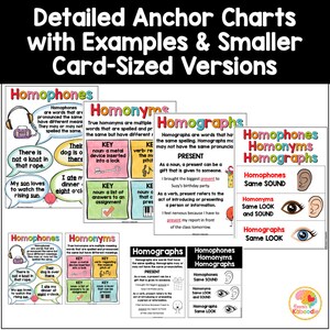 Homophones, Homographs, Homonyms Anchor Charts: Reading Skill Reference ...
