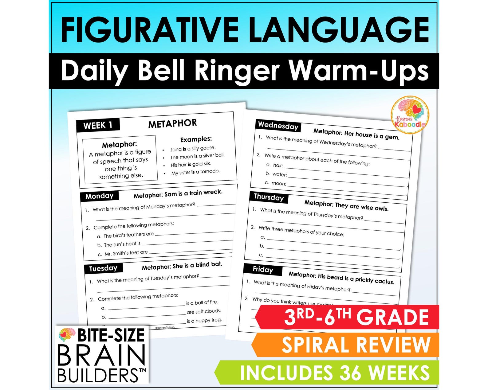 Figurative Language Activities: Daily Warm-up Bell Ringer Journal (bite ...