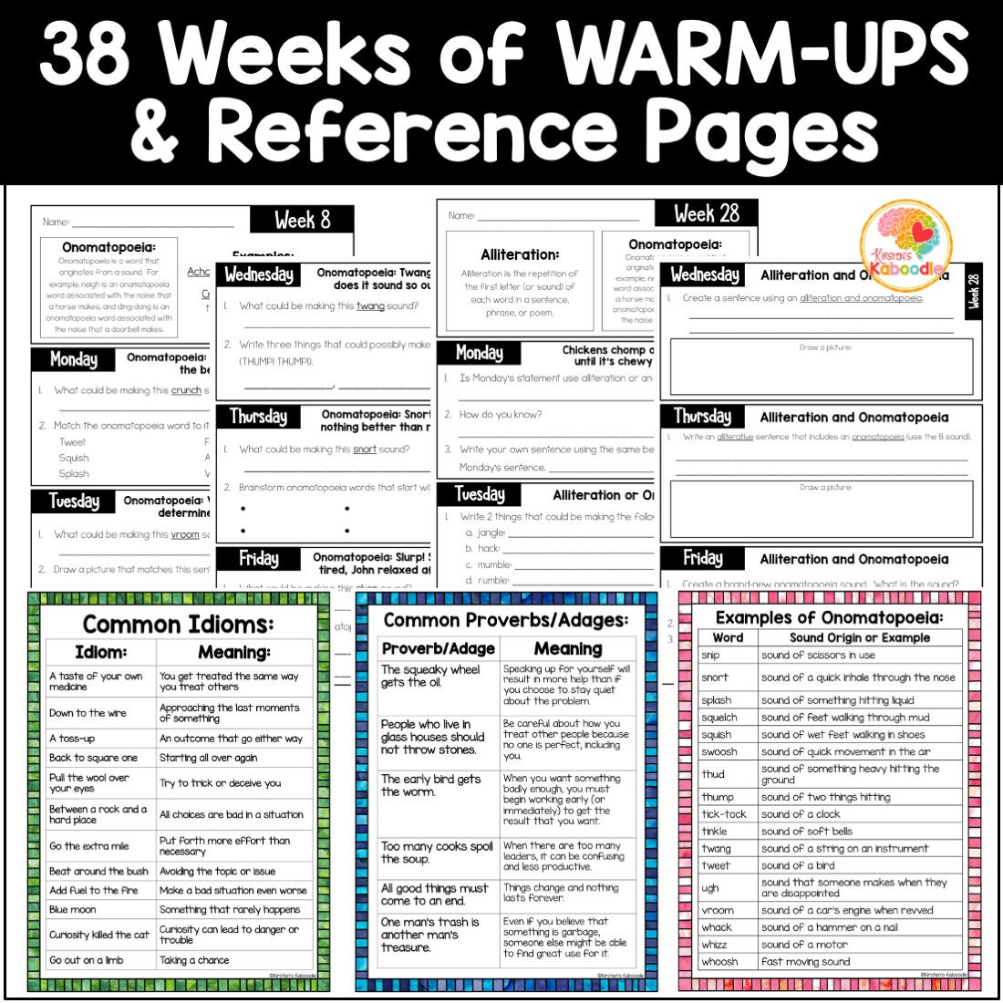 Figurative Language Activities: Daily Warm-up Bell Ringer Journal - Etsy