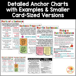 Complete Sentences Anchor Charts: Part of a Sentence Posters and ...