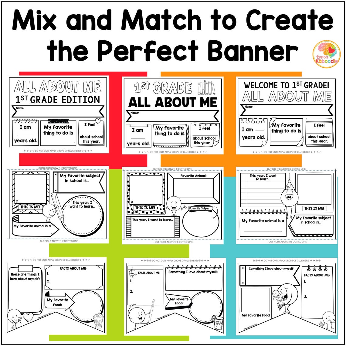 All About Me Banner Poster Activity: First Day or Week of School ...
