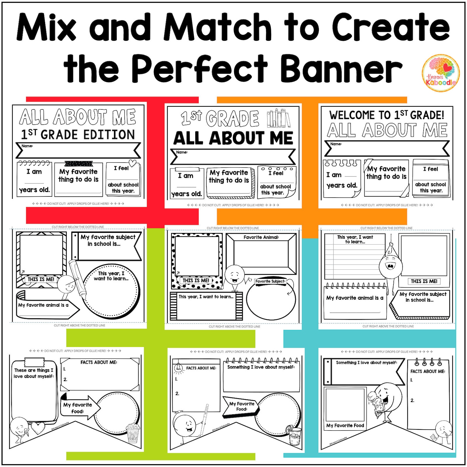 All About Me Banner Poster Activity: First Day or Week of School ...