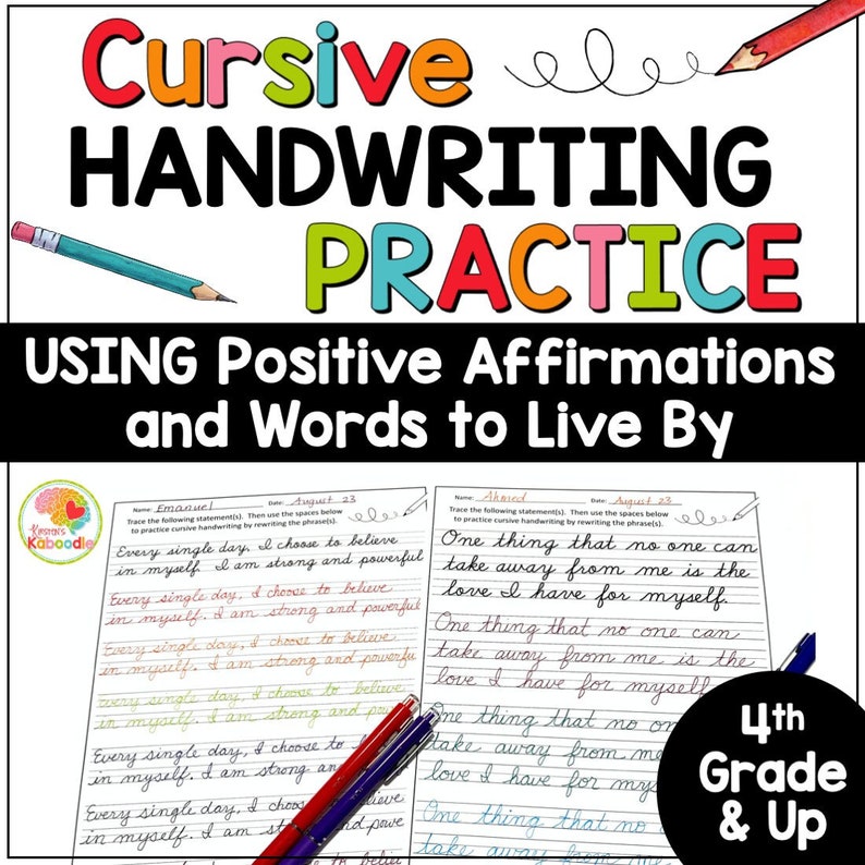 Cursive Handwriting Practice for Kids Using Positive - Etsy
