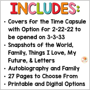 Time Capsule Printable Activities | Beginning of Year, New Years, End ...