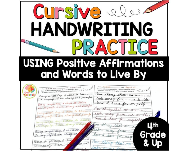 Cursive Handwriting Practice for Kids Using Positive Affirmations and ...