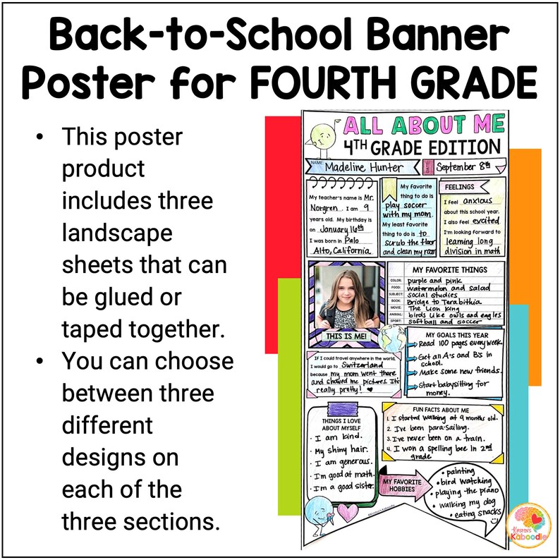 All About Me Banner Poster Activity: First Day or Week of School ...