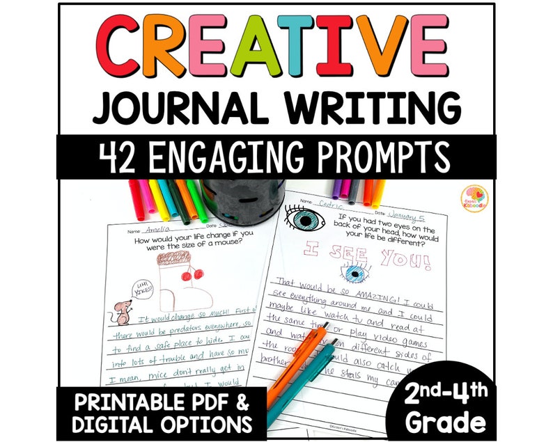 Daily Creative Journal Writing Prompts for 2nd-4th Grade - Etsy