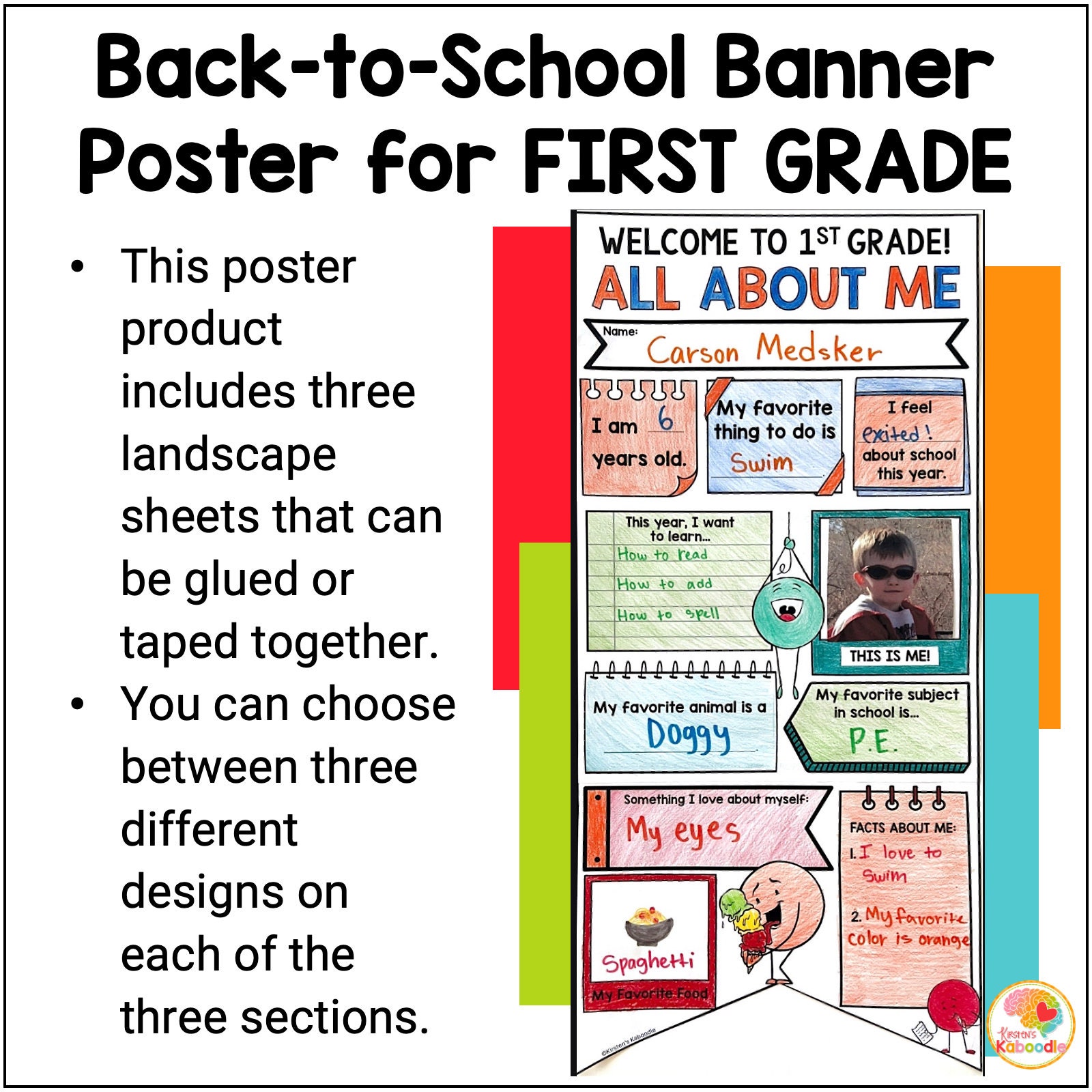 All About Me Banner Poster Activity: First Day or Week of School ...