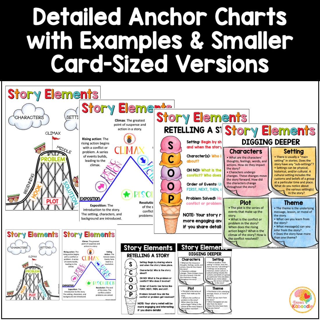 Story Elements Anchor Charts, Story Structure Reading Skills Posters ...