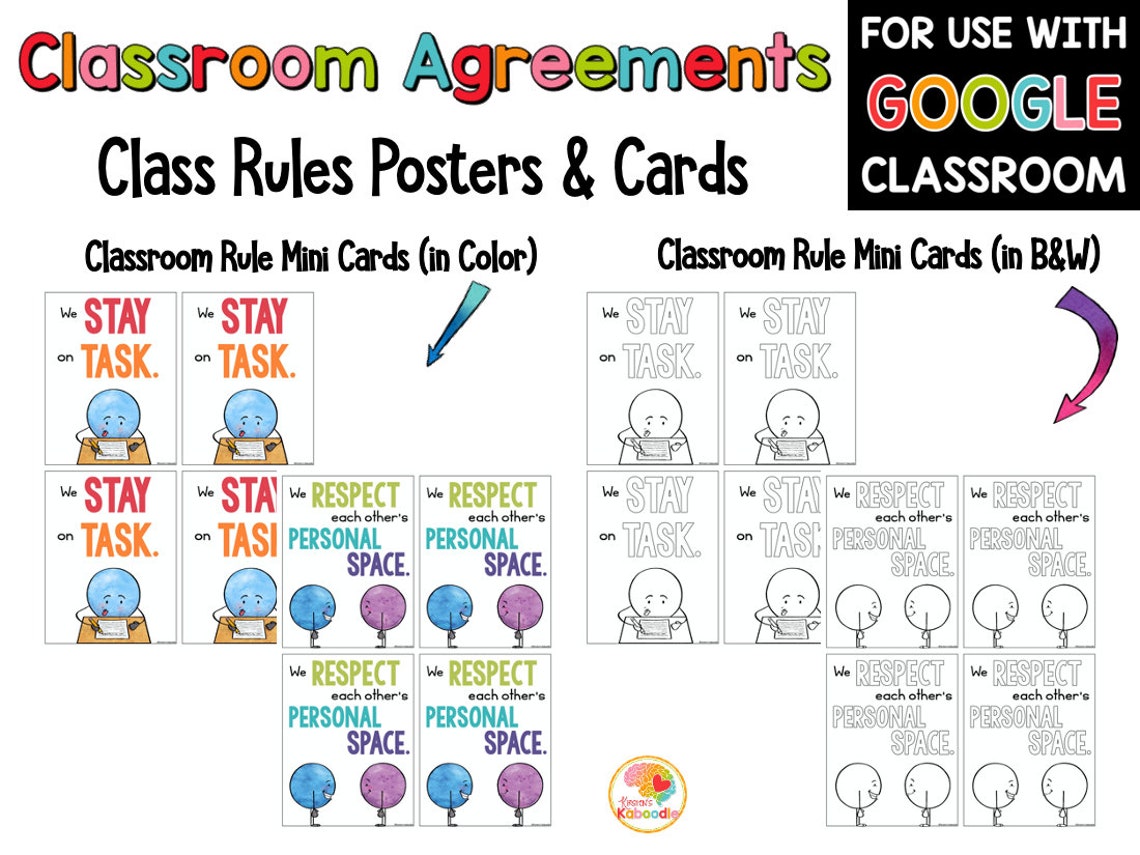 Classroom Rules Posters for Kids Classroom Agreements - Etsy