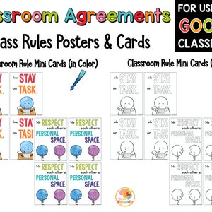 Classroom Rules Posters for Kids, Classroom Agreements Bulletin Board ...