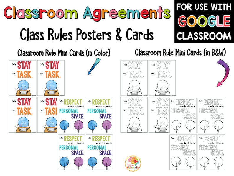 Classroom Rules Posters for Kids, Classroom Agreements Bulletin Board ...