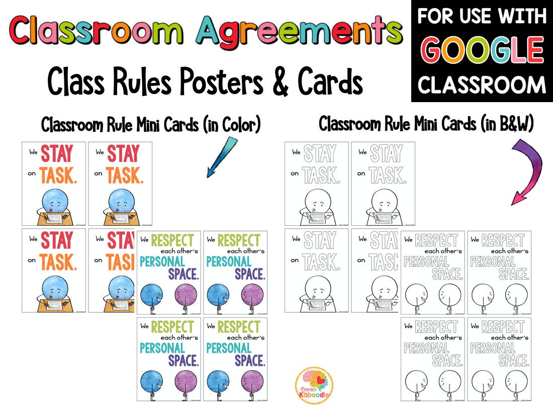 Classroom Rules Posters for Kids, Classroom Agreements Bulletin Board ...