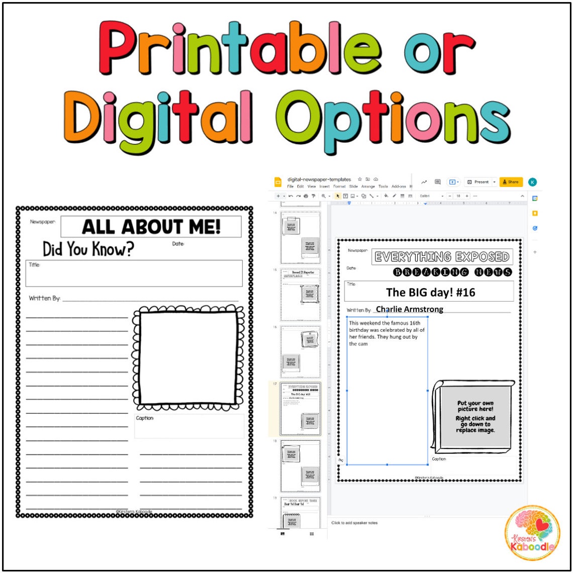 Editable Student Newspaper Article Templates Graphic Organizers for ANY ...