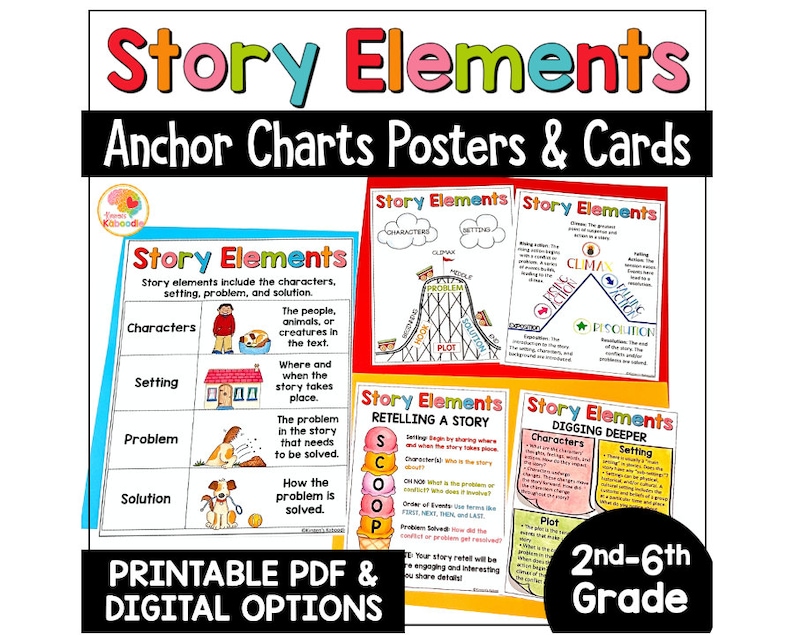Story Elements Anchor Charts, Story Structure Reading Skills Posters ...