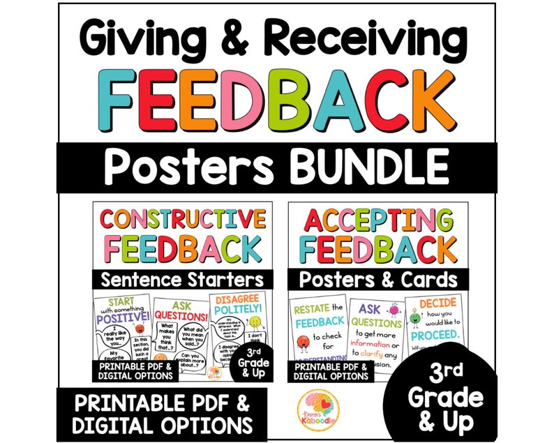 Accepting Feedback and Giving Constructive Feedback Posters BUNDLE ...