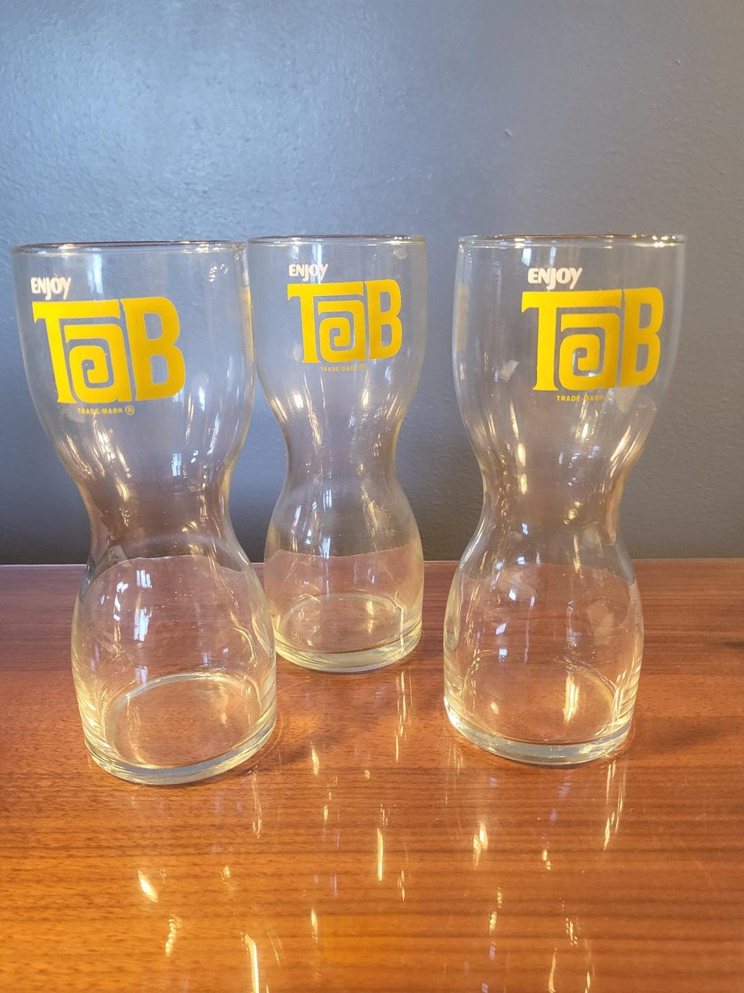 Vintage 1970s Enjoy Tab Soda Collector Hourglass Drinking Glasses - 3 ...