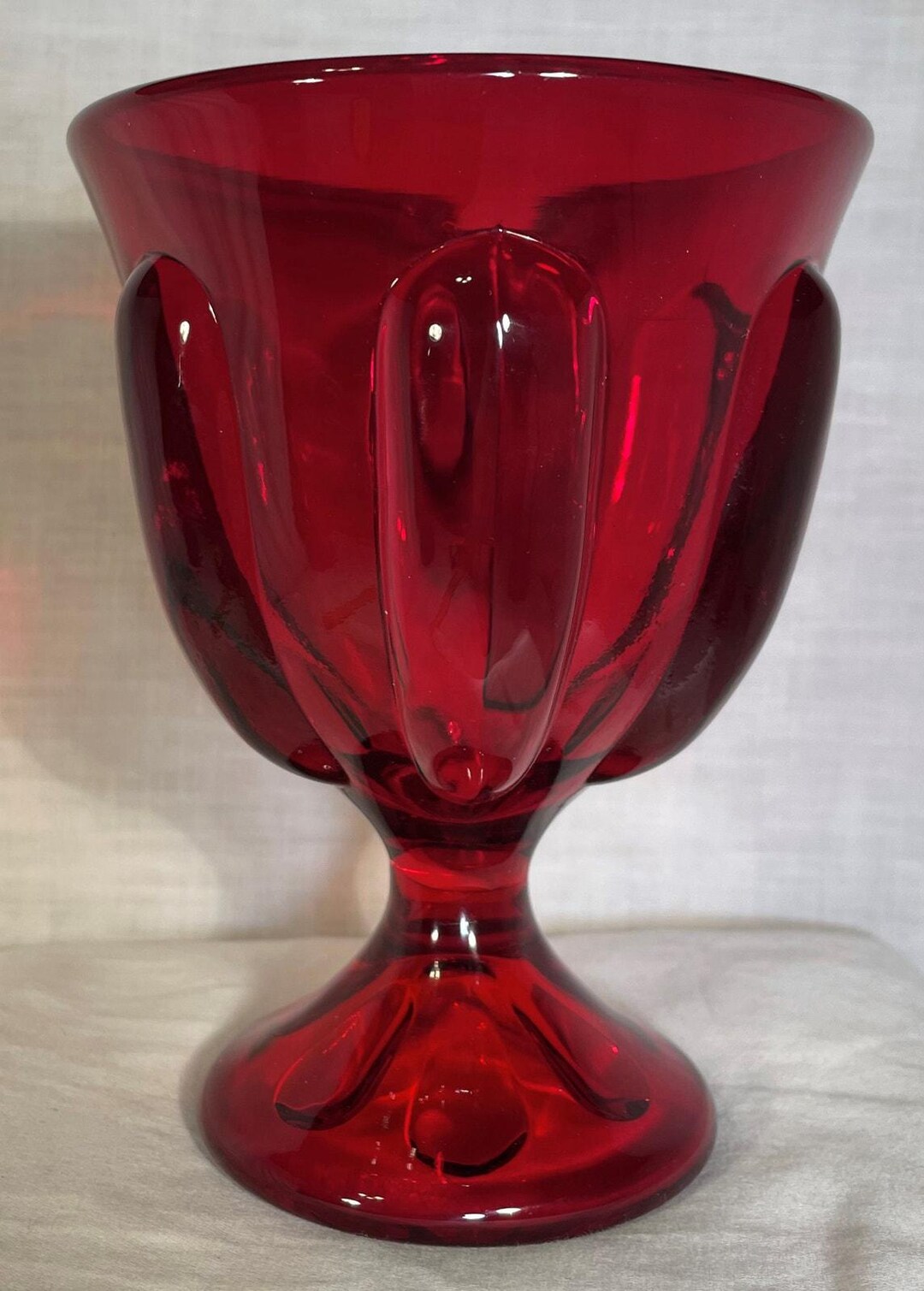 Vintage Viking Ruby Red Six Petal Glass Candy Pedestal Bowl Dish Base ...