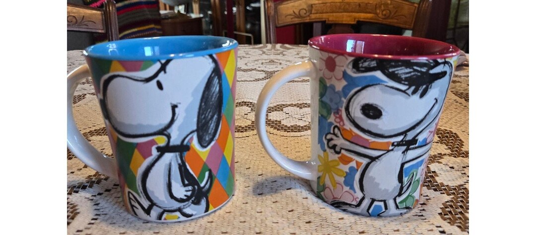 Gibson Peanuts Snoopy Sketch 15 Oz Mugs - 2 Mugs - Etsy