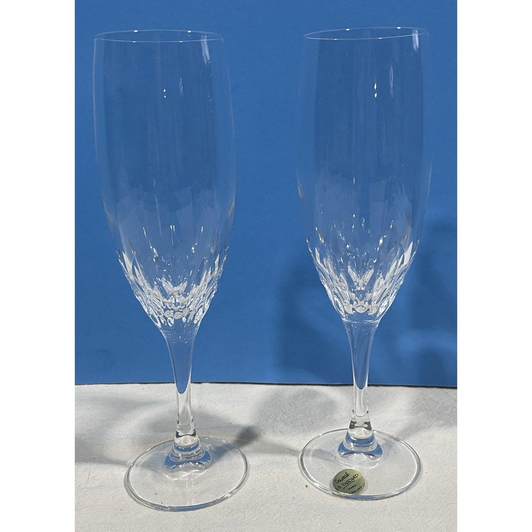 Set of 2 Cristal D'arques JG Durand Classic Fluted Champagne Glasses ...