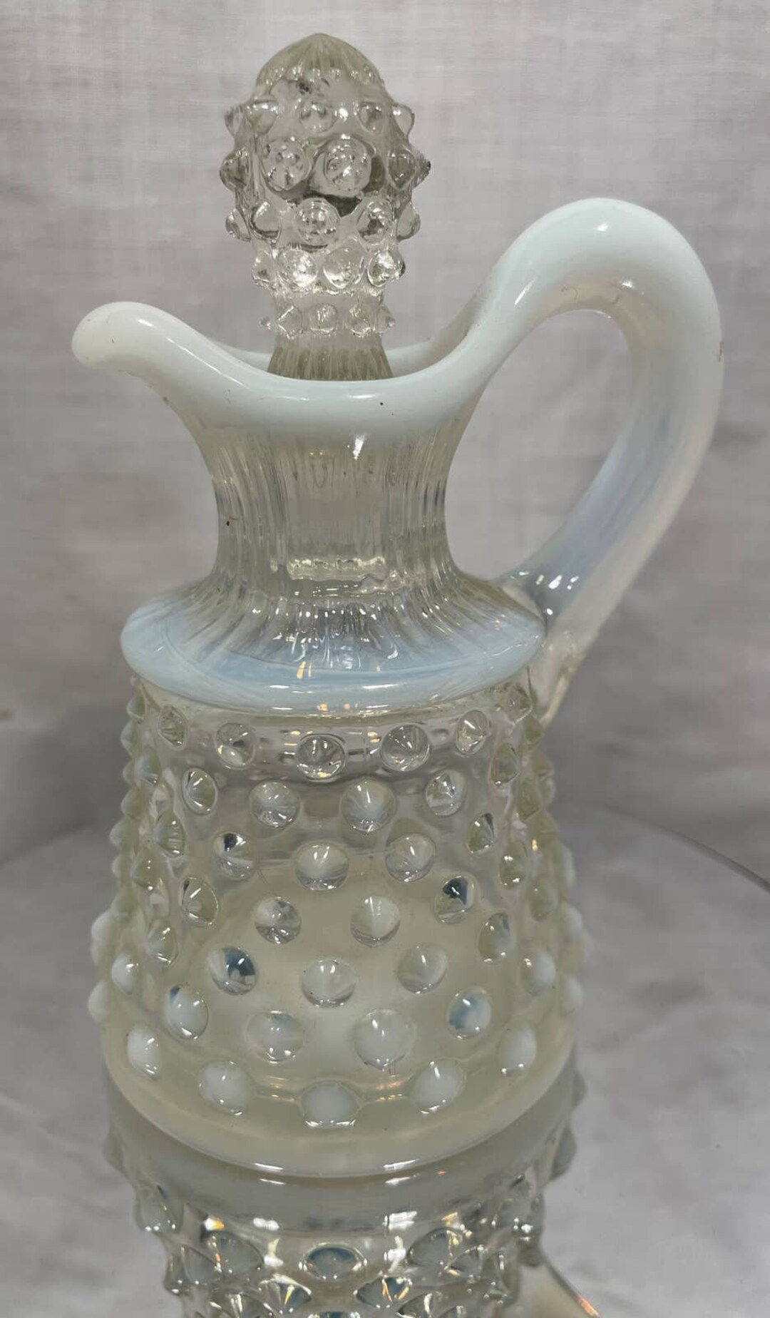 Fenton White French Opalescent Hobnail Moonstone Cruet and Matching ...