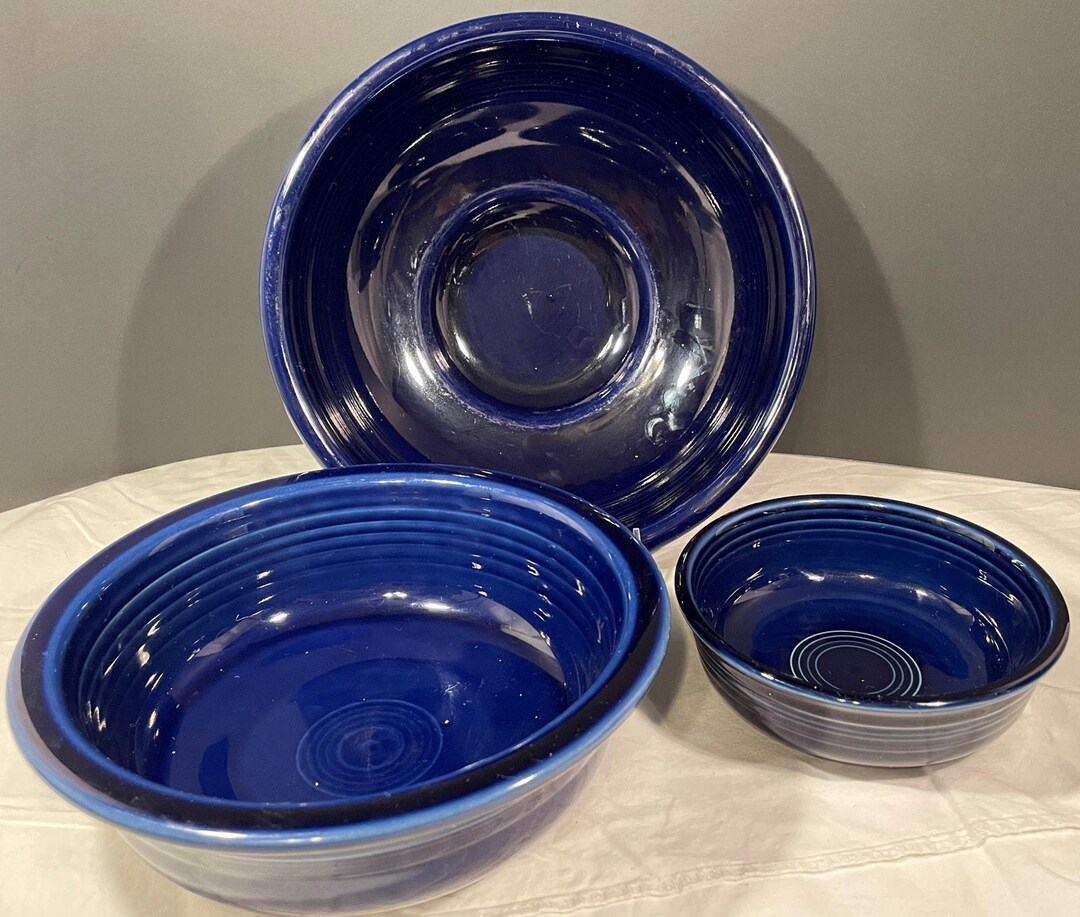 Vintage Set of 3 Assorted Cobalt Blue Fiestaware Fiesta Bowls - Etsy
