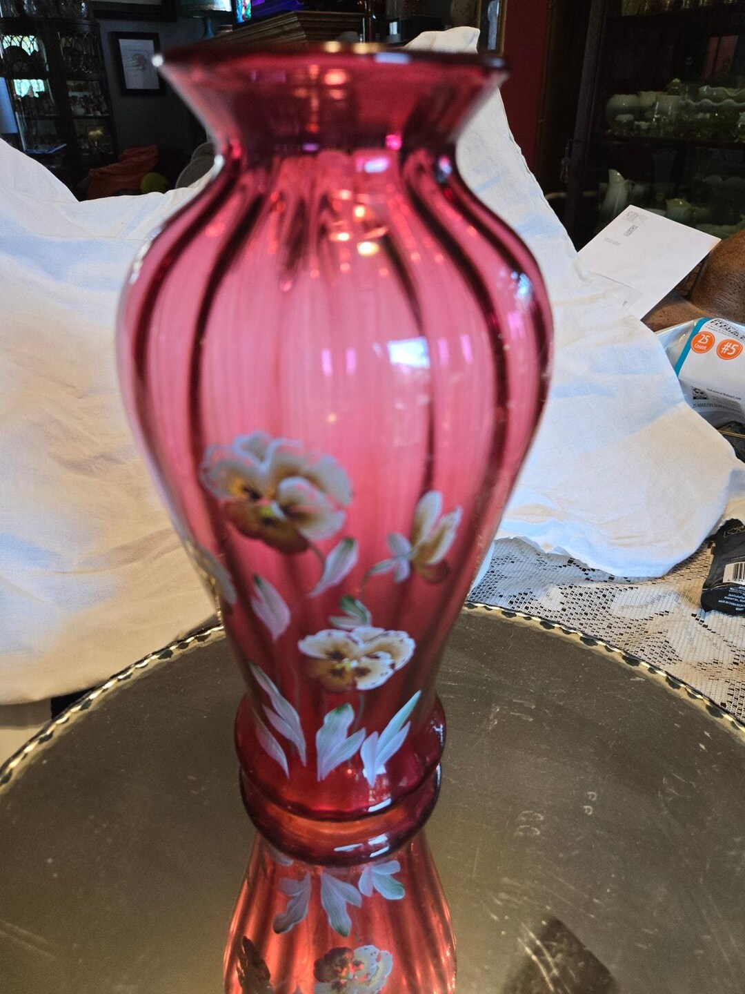 1994 Series Fenton Art Glass Signed Bill Fenton Cranberry Vase - Etsy