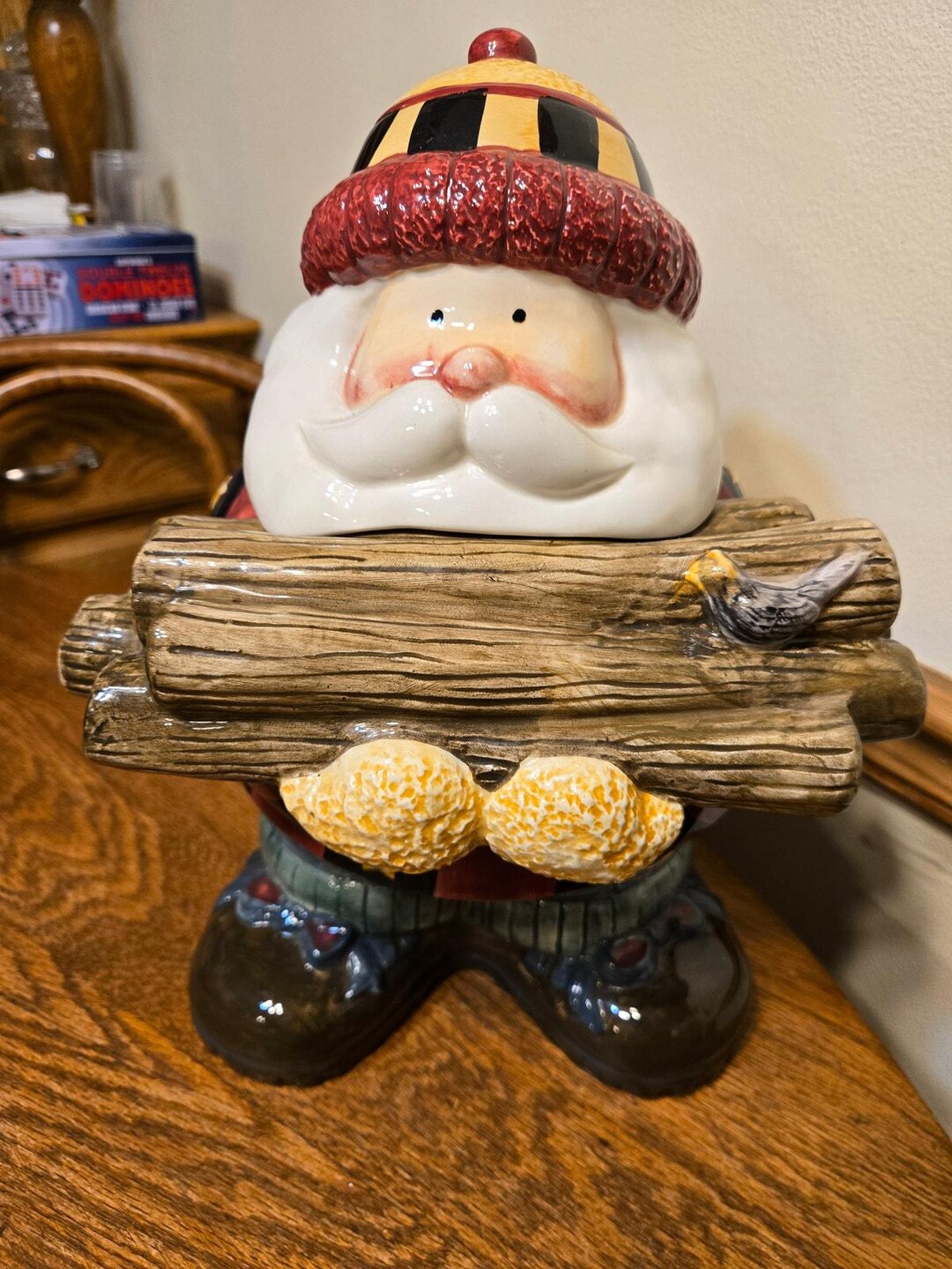 Debbie Mumm Sakura Woodland Christmas Santa Clause Ceramic Cookie Jar ...