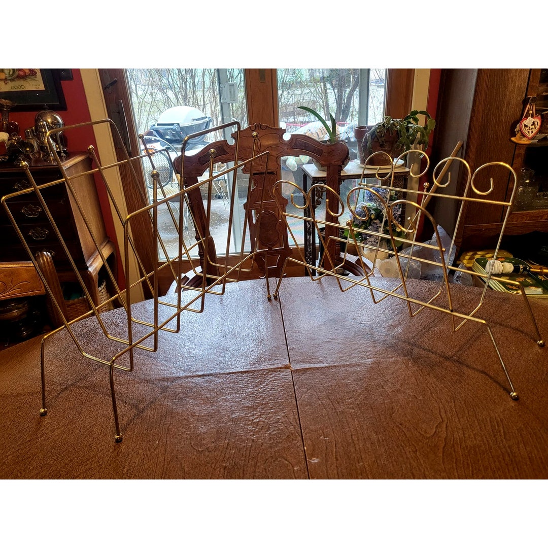 Pr MCM Metal Hollywood Regency Magazine Gold Patina Racks - Etsy