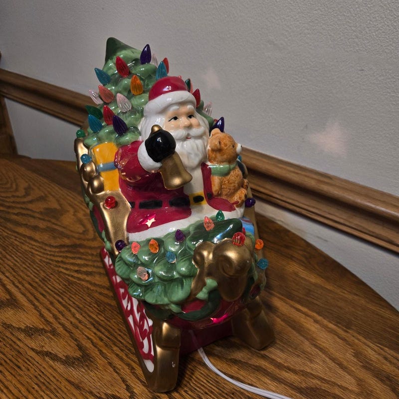 Ceramic Santa With Lights - Etsy