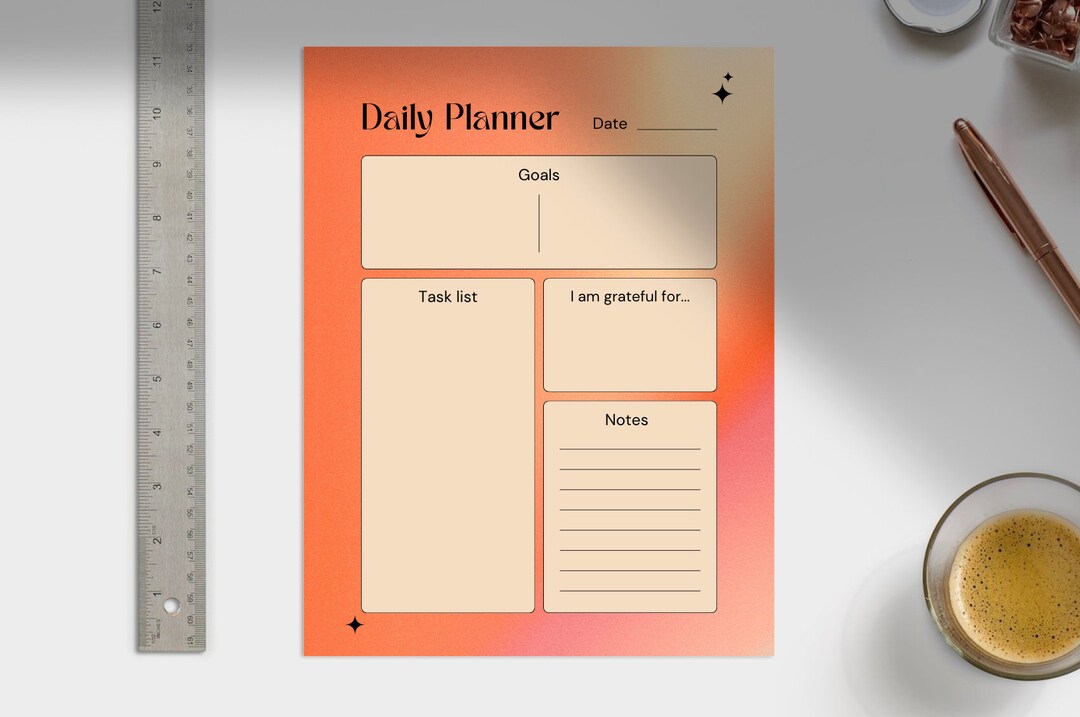 Groovy Daily Planner With Goals, Tasks and Gratitude - Etsy