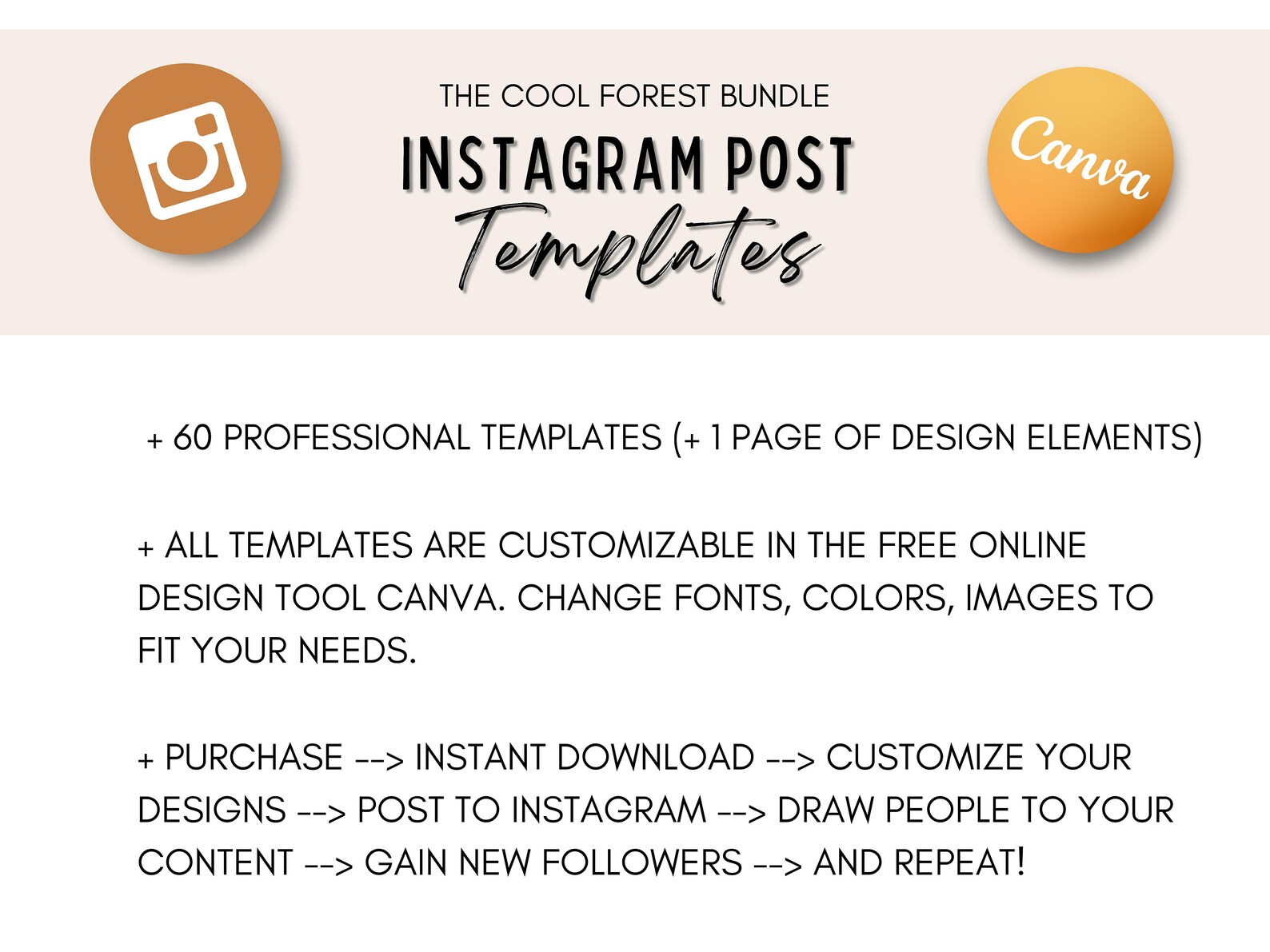 60 Instagram Post Templates COOL FOREST BUNDLE Chic Fall - Etsy
