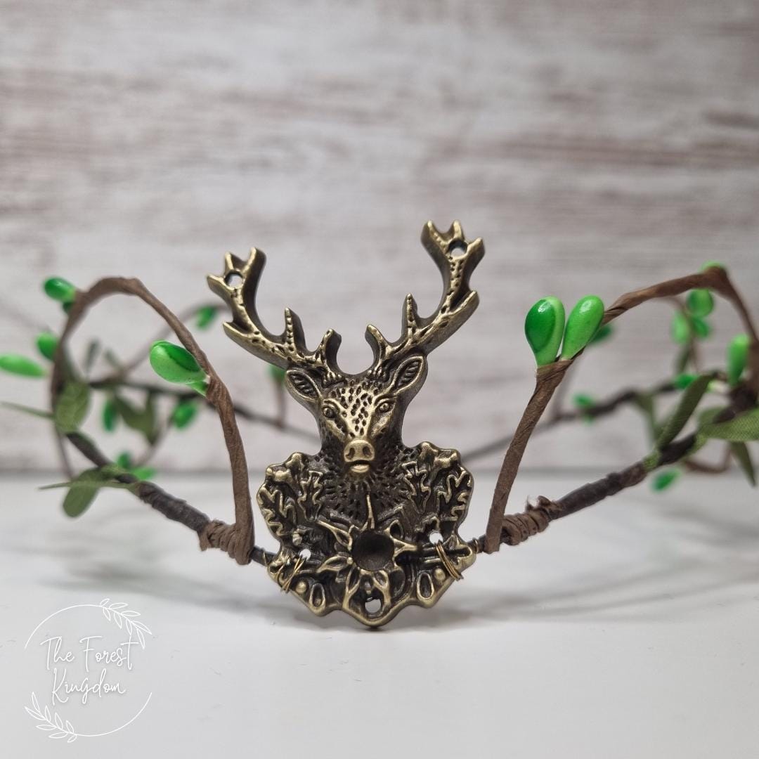 Deer Crown - Stag Tiara - Green Branch Forest Crown - Folk Diadem, - Etsy