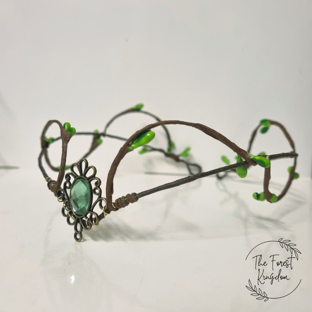 Elven Tiara in Green - Green Elf Crown - Elvish Diadem Fantasy Diadem ...