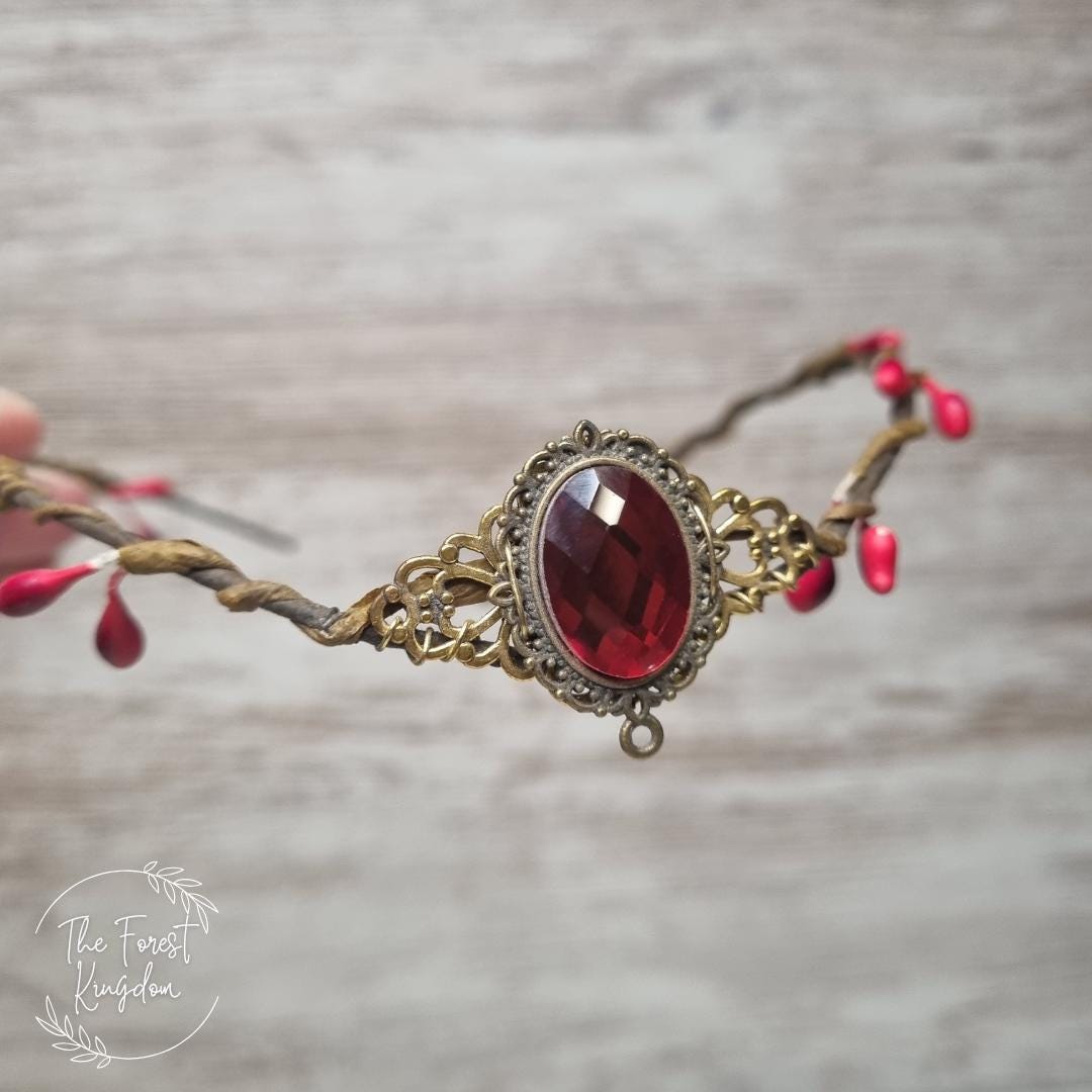 Elven Red Tiara - Red Crown - Crystal Siam Tiara - Ruby Branch Forest ...