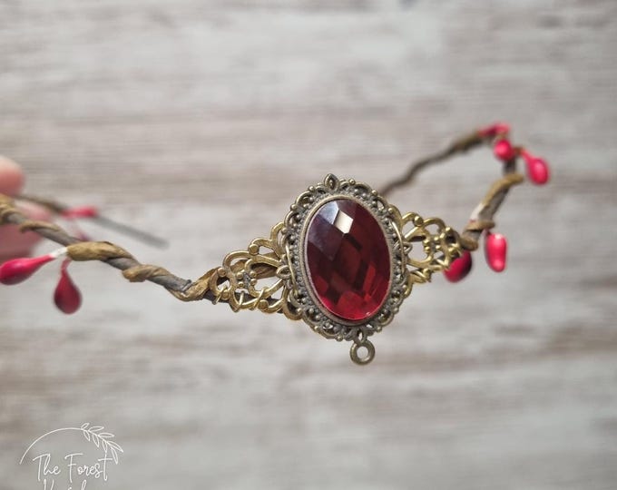 Elven Red Tiara - Red Crown - Crystal Siam Tiara - Ruby Branch Forest ...