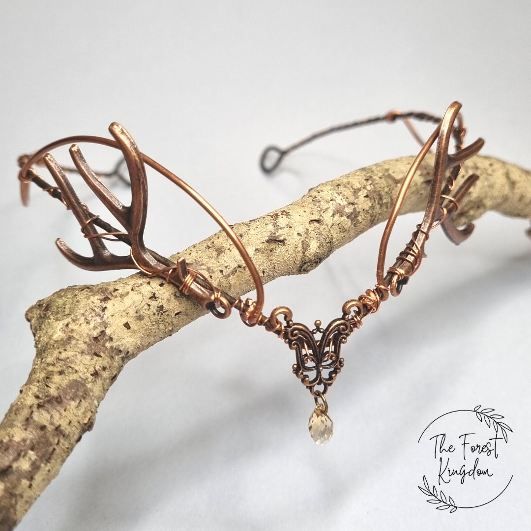 Deer Elven Crown Antlers in Cooper - Fairy Tiara - Magic Forest Crown ...