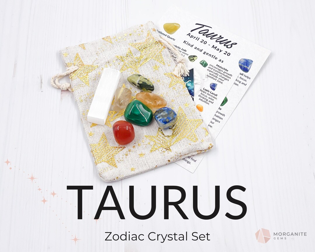 Taurus Crystal Set | Real Gemstone Zodiac Crystal Kit | Perfect Gift ...