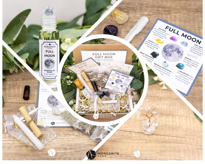 Full Moon Ritual Gift Box: Intention Set, Crystals, Essential Oil - Etsy