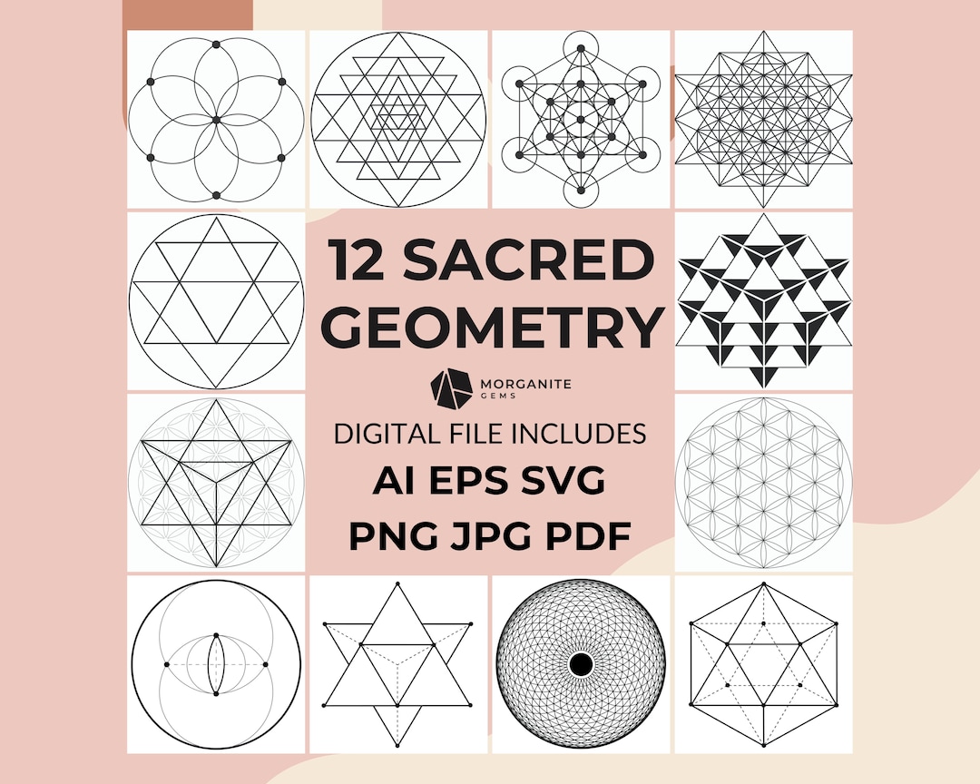12 Sacred Geometry Vector Pack Geometric Linework SVG Bundle ...