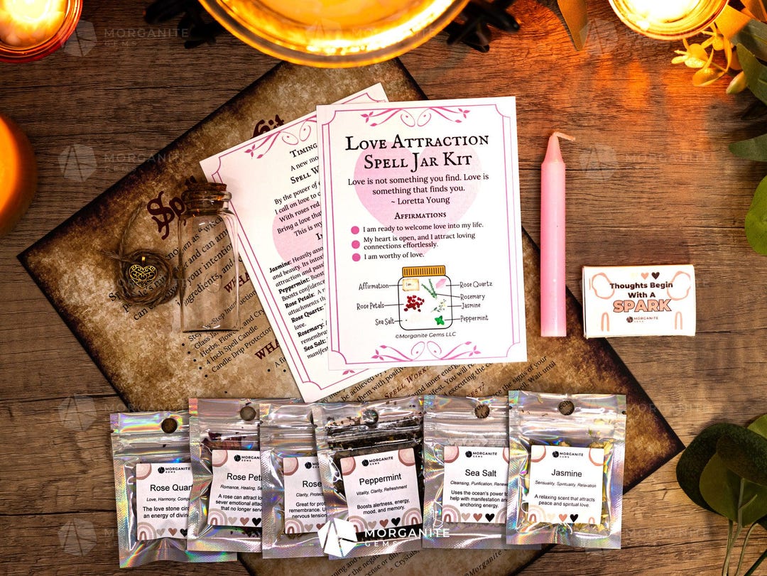 Love Attraction Spell Jar Kit: DIY Romance Ritual, Witch Starter Gift ...