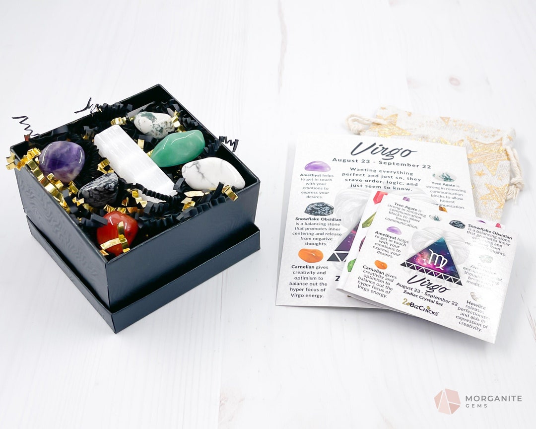 VIRGO Crystal Gift Box Set, VIRGO Crystals, Zodiac Crystal Set, Healing ...