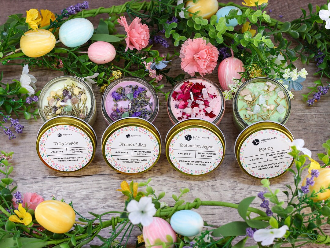 Crystal Infused Spring Candles, Floral Spring Scents, Ostara Candle - Etsy