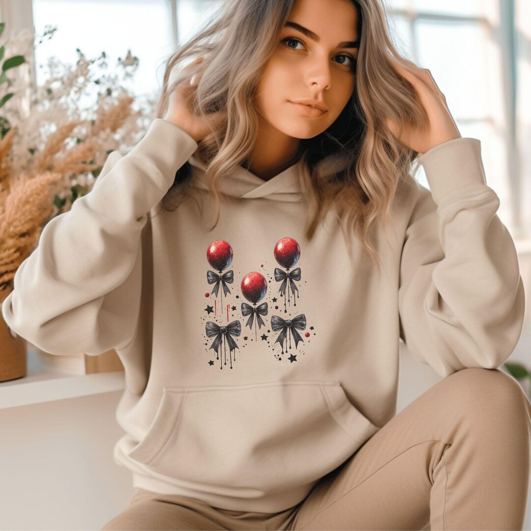 Gothic Horror Coquette Hoodie Gothic Aesthetic Spooky Red Balloons and ...