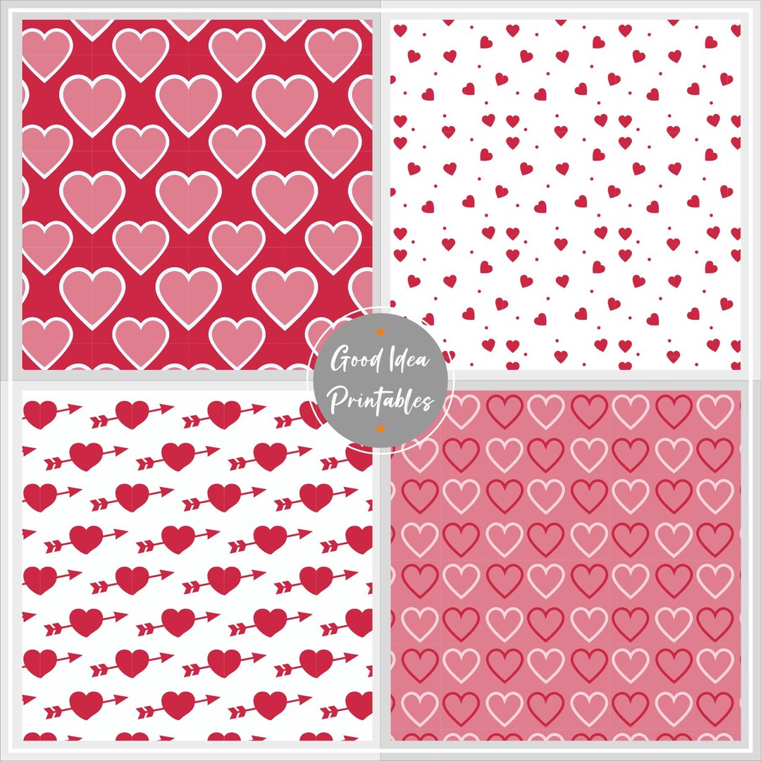Valentine's Day Digital Paper, Seamless Vector Pattern, Scrapbook Paper ...
