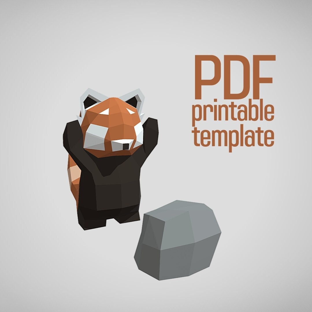 Red Panda Papercraft / Panda Rojo Modelo de Papel / Plantilla PDF ...
