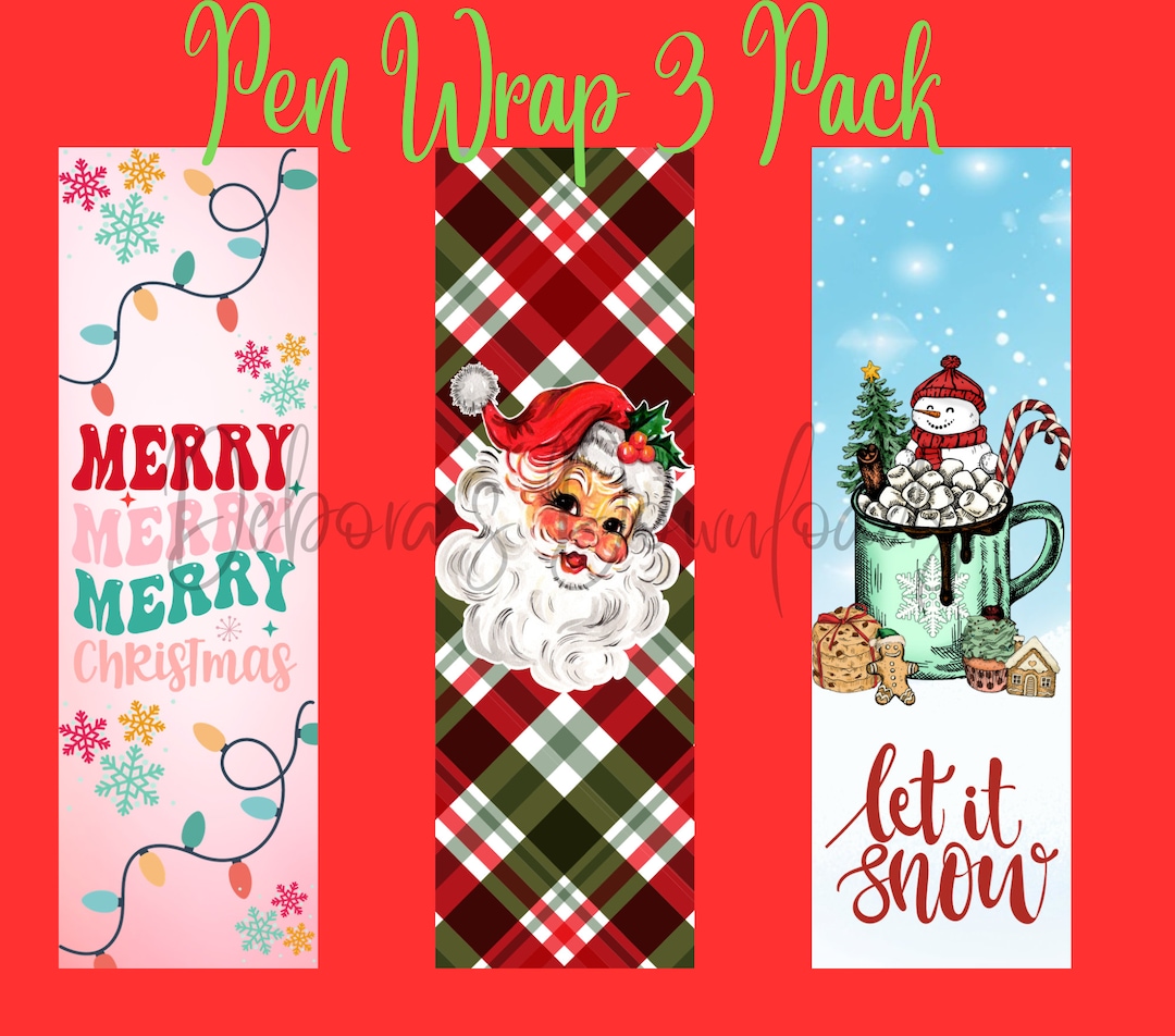 Merry Christmas, Pen Wrap Bundle, Christmas Lights, Santa Clause ...