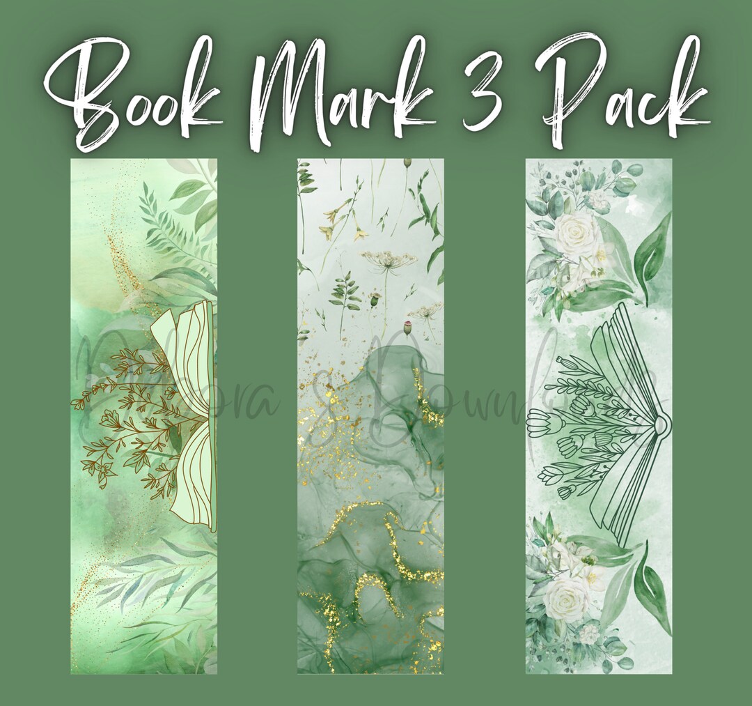 Watercolor Greenery Bookmark, Plant Design, 3 Pack Bookmark, Digital ...