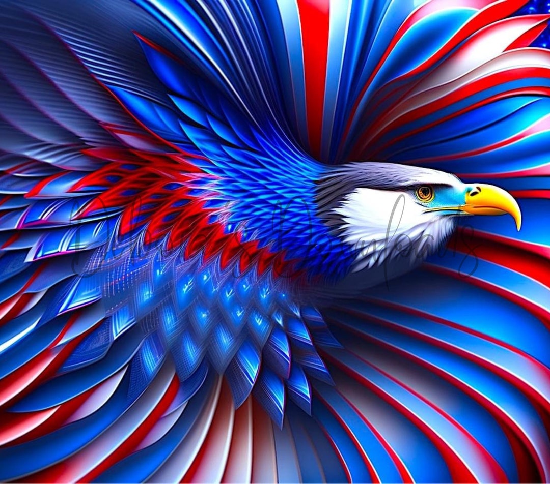 Red, White and Blue, Eagle, American Design, 20oz Skinny Tumbler Wrap ...