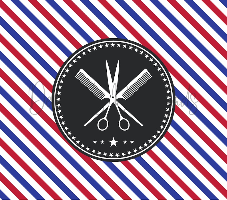 Barber Shop, Red White and Blue Stripes, Barber Logo, Hair Cut, 20oz ...